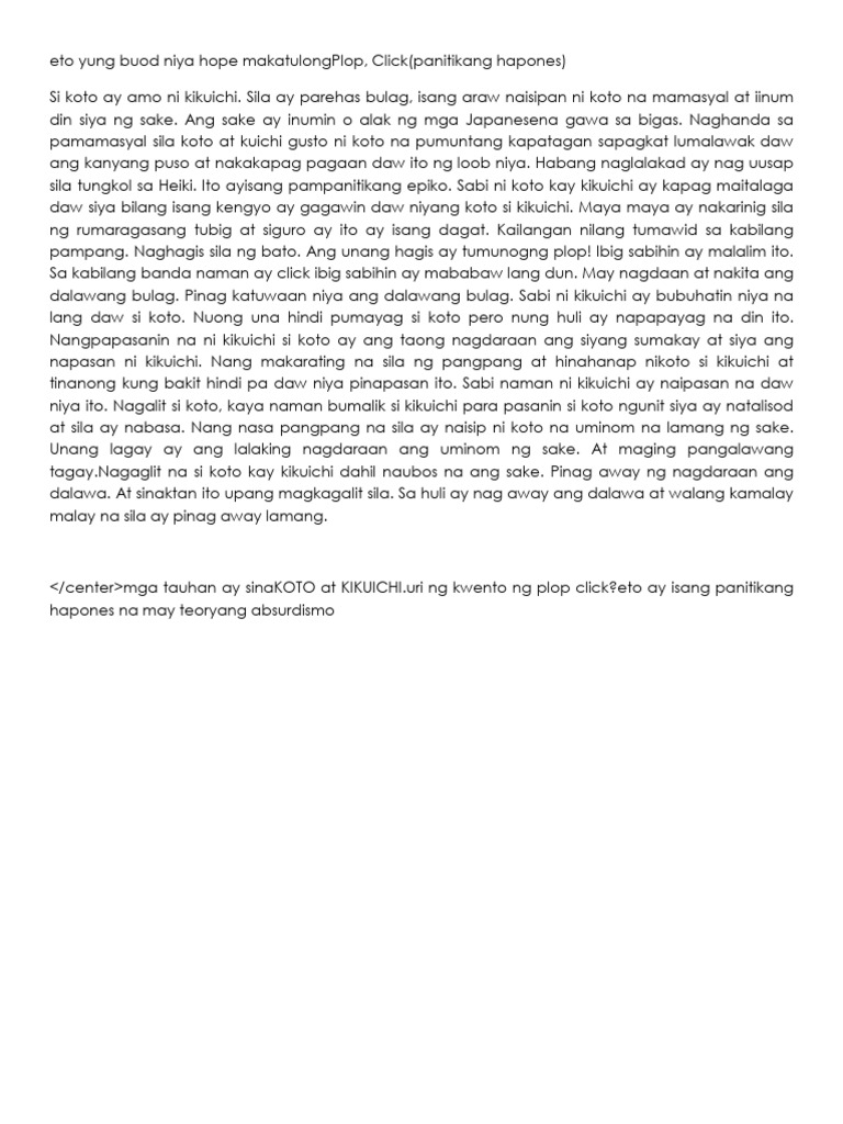 Buod Plop!Click! | PDF