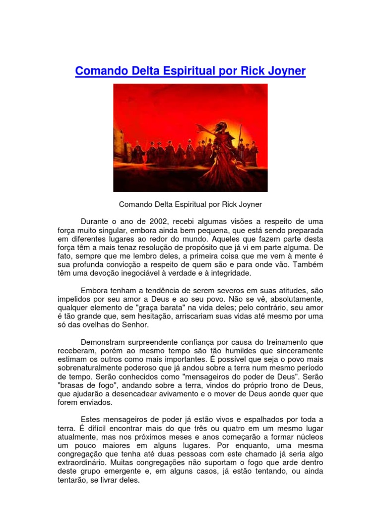 Rick Joyner Comando Delta | PDF | Santo | Exército dos Estados Unidos