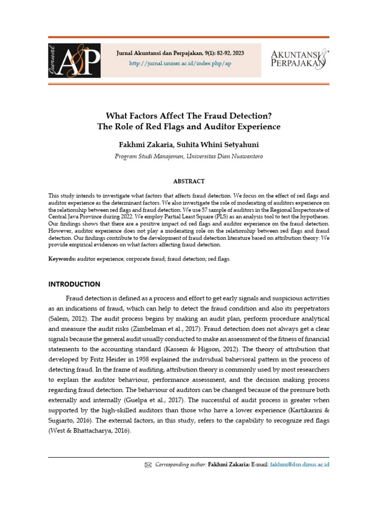 What Factors Affect The Fraud Detection The Role Of Red Flags And