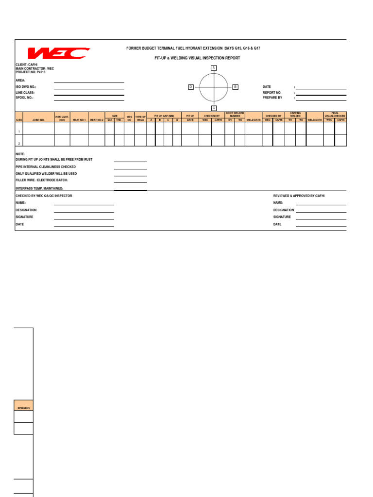 Fit Up Amp Welding Visual Inspection Report | PDF