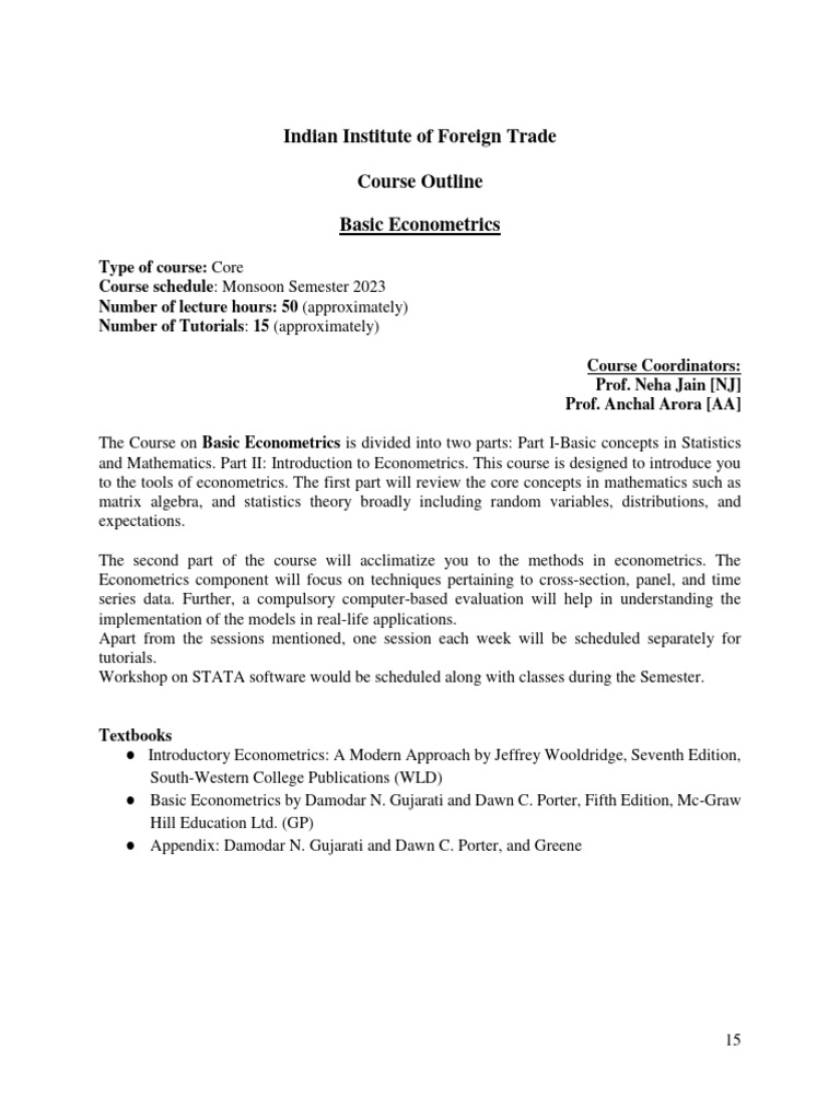 Basic - Econometrics - 2023 (Delhi) | PDF | Regression Analysis | Ordinary Least Squares