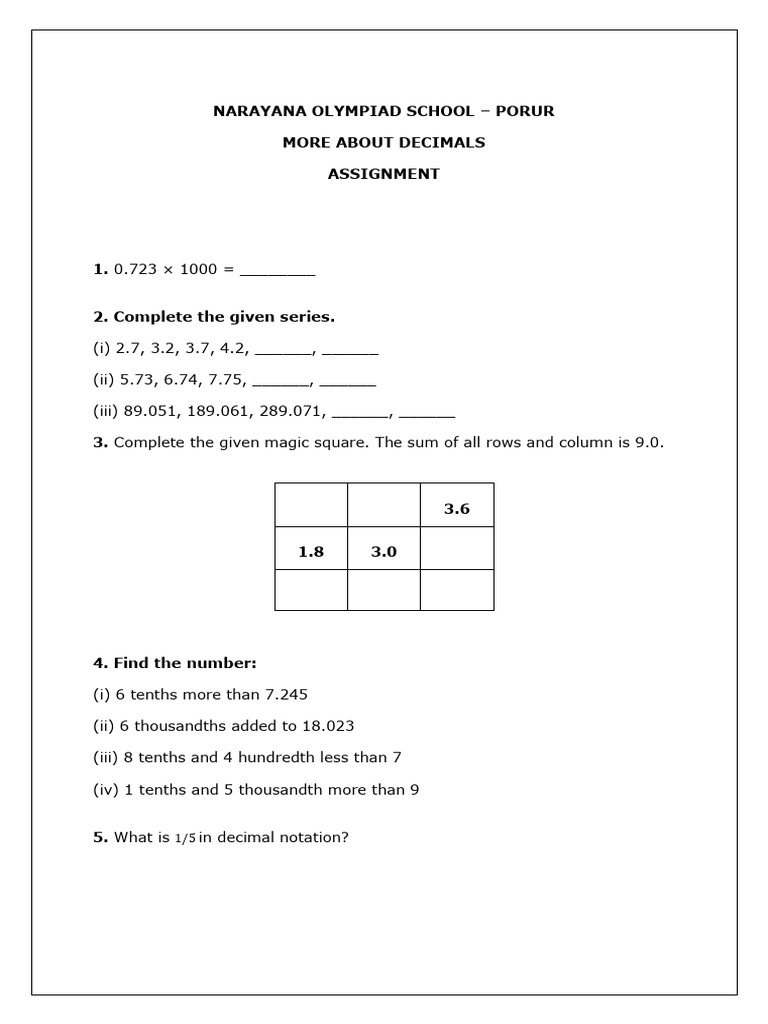 More About Decimals | PDF | Computers