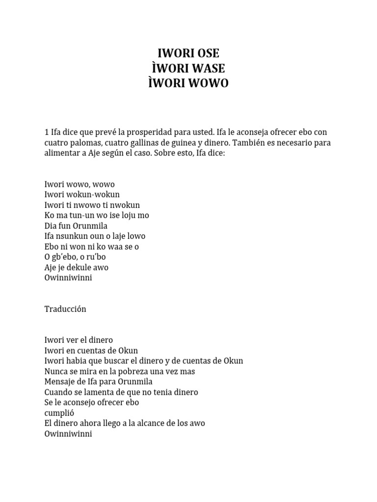 15 Iwori Ose Ingles | PDF