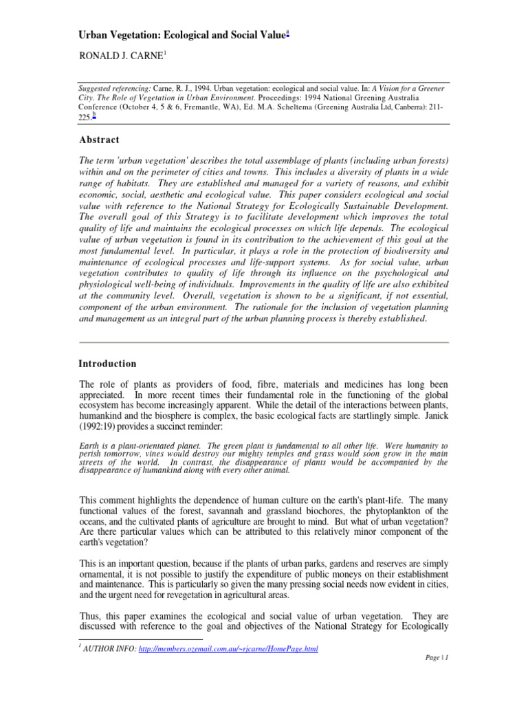 Urban Vegetation Paper | PDF | Surface Runoff | Soil