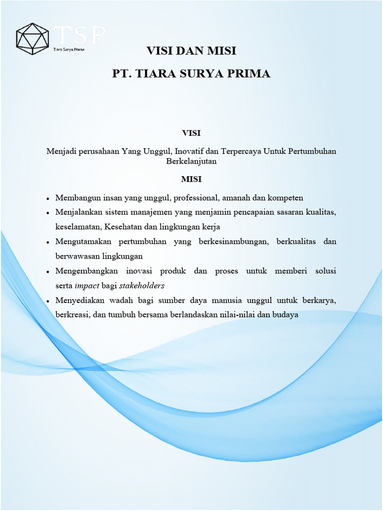 Visi Dan Misi TSP | PDF
