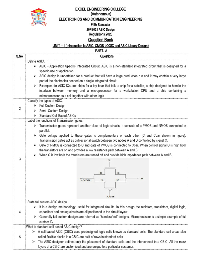 Unit 1 QB With Answers | PDF | Integrated Circuit | Logic Gate