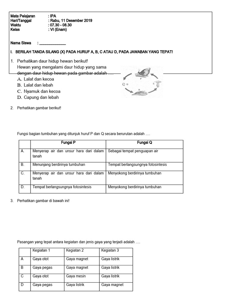 SOAL IPA Kelas 6 | PDF