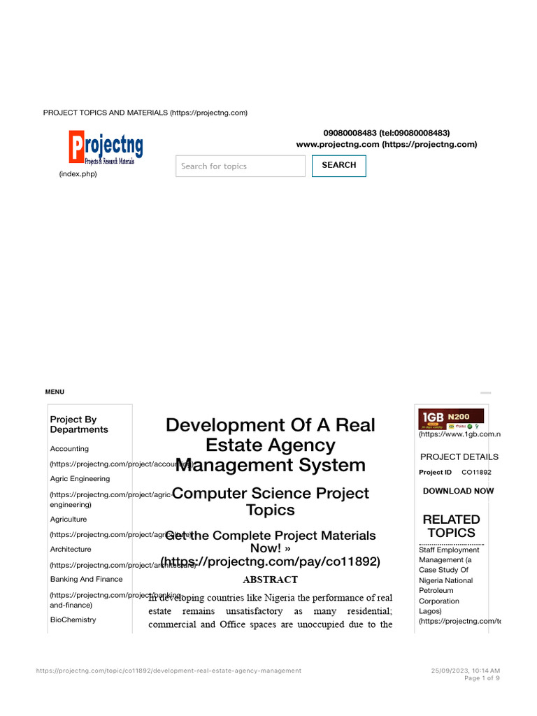 Real Estate Agency Management System | PDF | Business | Economies