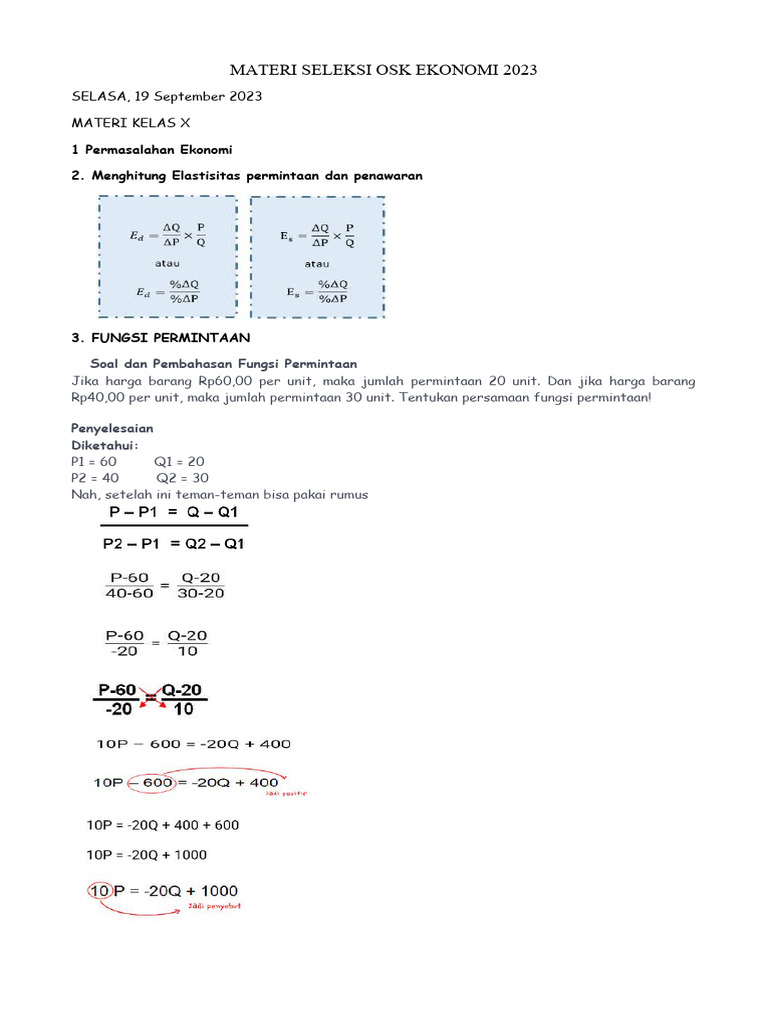 Materi Seleksi Osk Ekonomi 2023 | PDF
