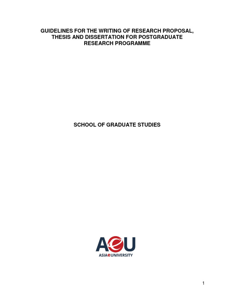 AeU - Guidelines For The Writing of Research Proposal, Thesis & Dissertation (Ver2022) | PDF ...