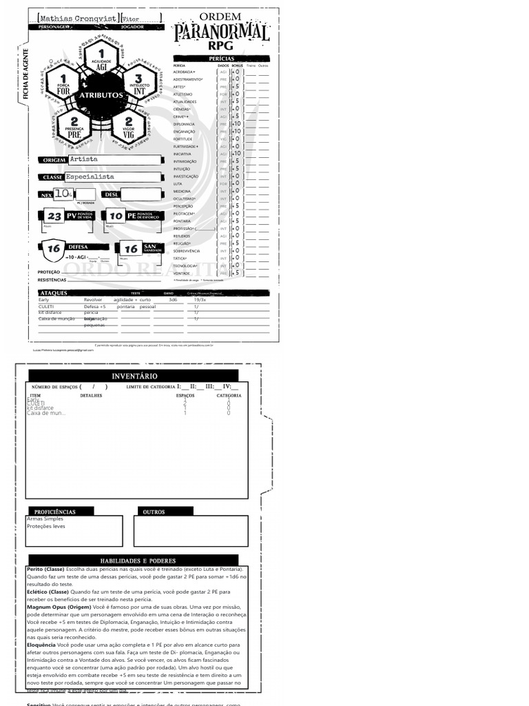 Mathias Cronqvist - Ficha | PDF