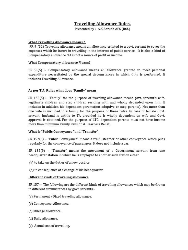 TA Rules | PDF | Fuel Economy In Automobiles | Per Diem