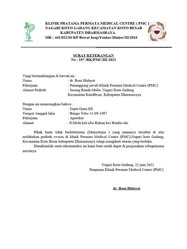 Klinik Pratama Permata Medical Centre | PDF Klinik Pratama Permata Medical Centre | PDF