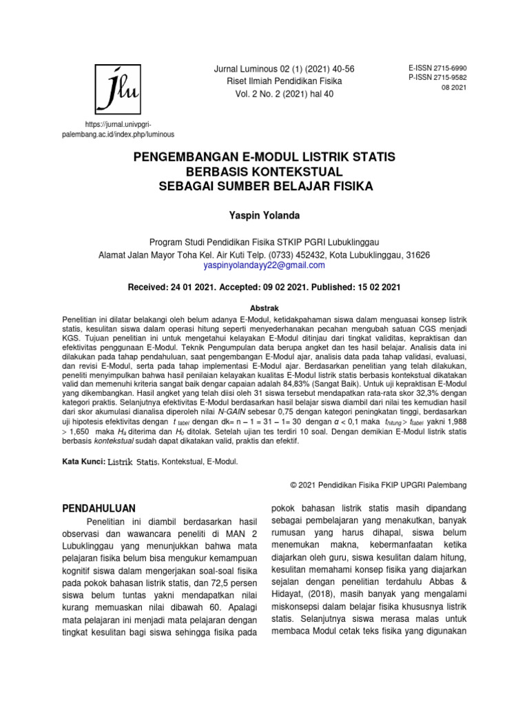 E-Modul Listrik Statis Berbasis Kontekstual | PDF | Sains & Matematika ...