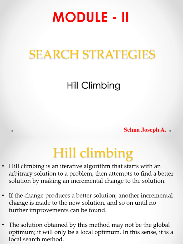 Hill Climbing Algorithm Overview | PDF