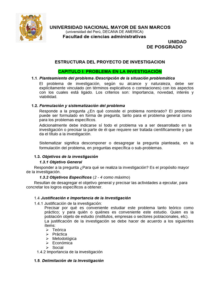 1 Estructura Del Proyecto de Investigación | PDF | Muestreo ...