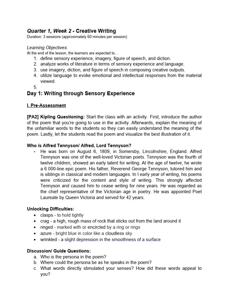 Prompt Creative Writing Week 2 | PDF | Poetry | Experience