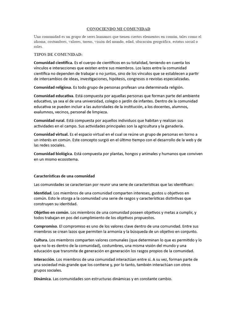 Conociendo Mi Comunidad | Descargar gratis PDF | Comunidad | Gobierno