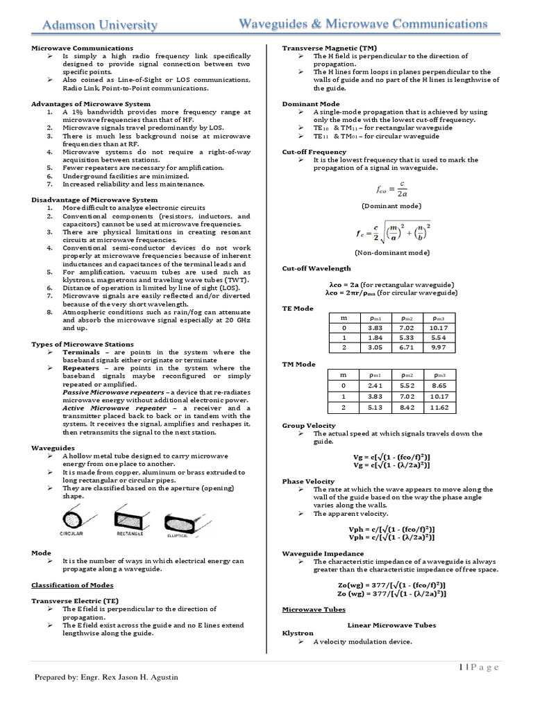 Waveguides and Microwave Communications - Handouts | PDF