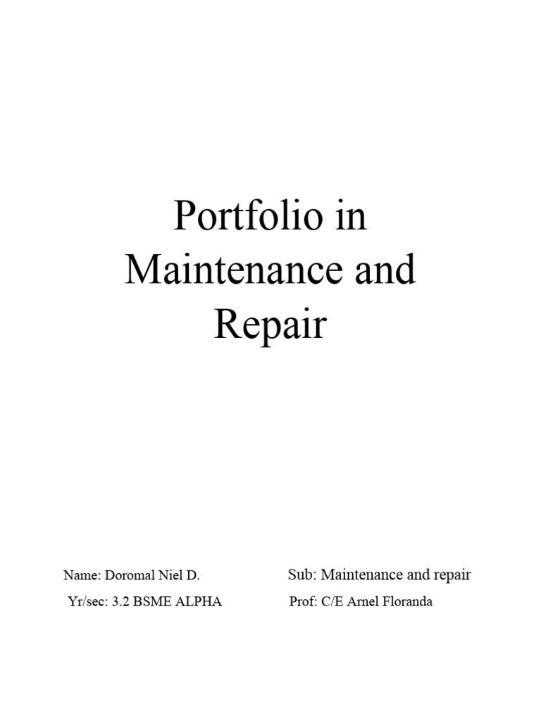 Portfolio in Maintenance and Repair | PDF | Ships | Systems Engineering