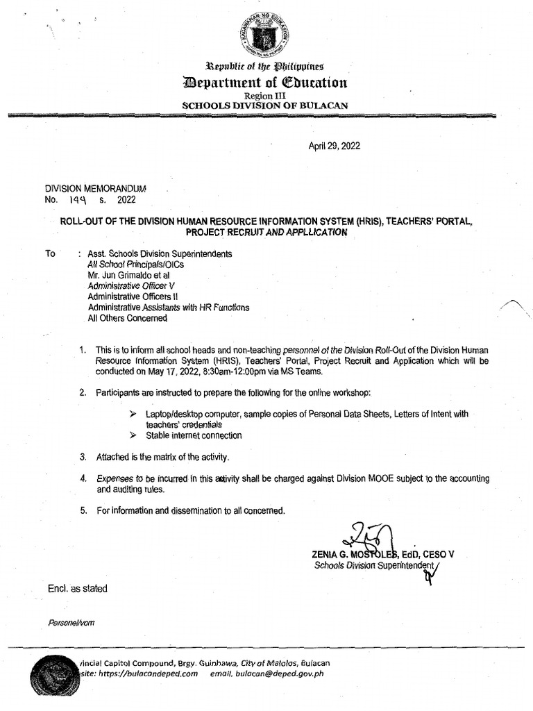 Div Memo No. 144 S. 2022 2 | PDF Div Memo No. 144 S. 2022 2 | PDF