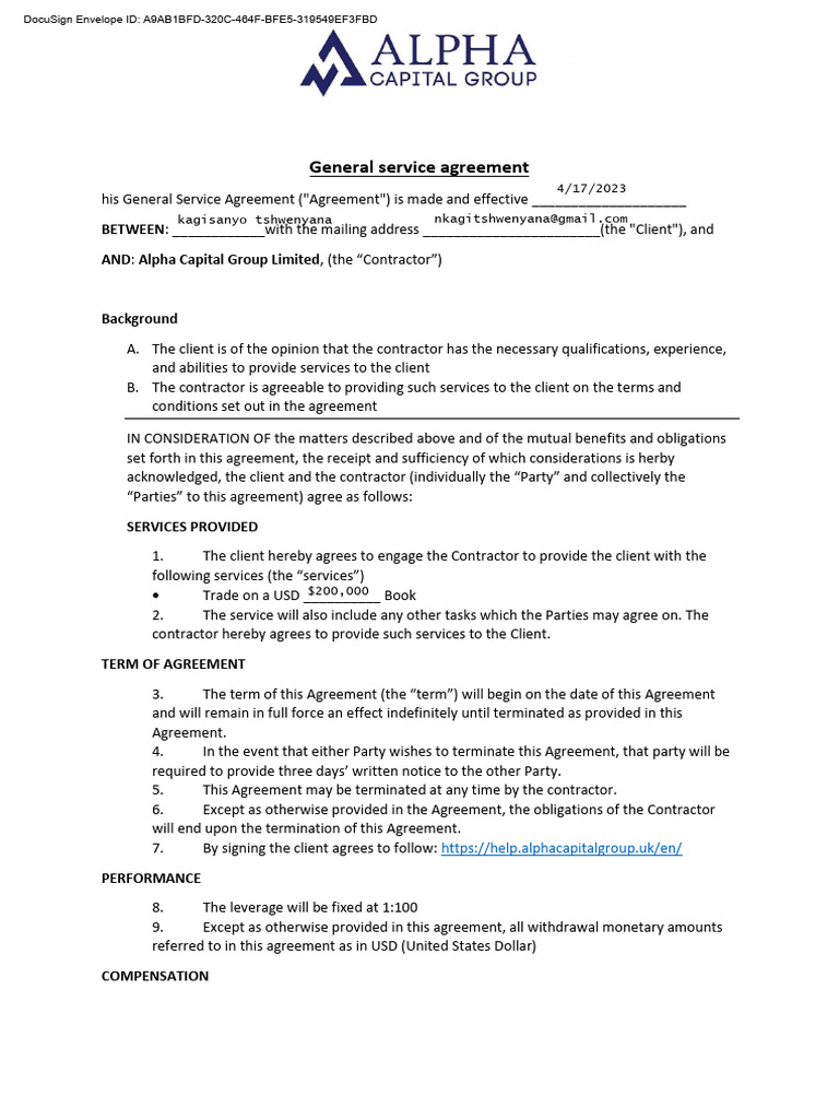 General Service Agreement | PDF