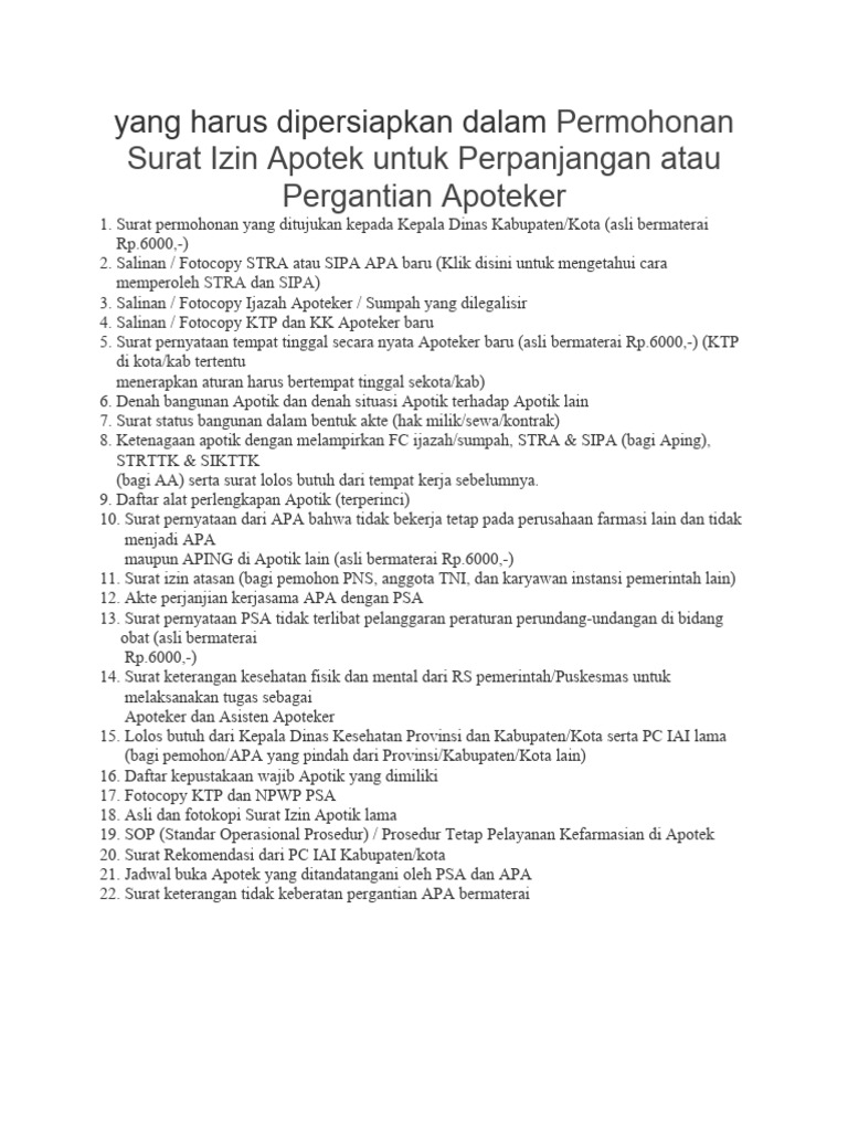 Syarat Pergantian SIPA | PDF