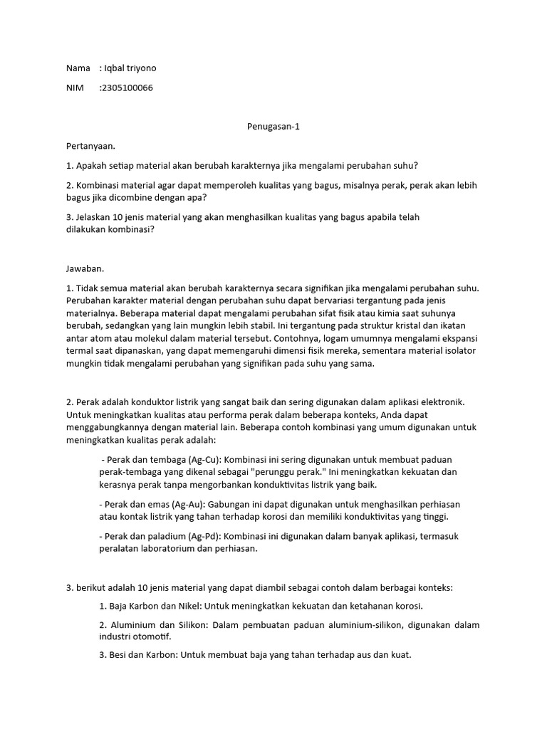 Penugasan 1 | PDF | Teknologi & Rekayasa