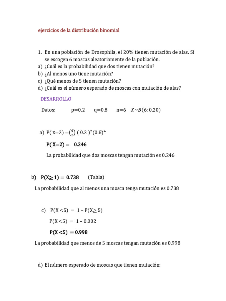 Ejercicios Binomial para La Clase | PDF