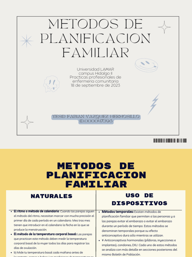 Cuadro Comparativo de Metodos de Planificación Familiar | PDF
