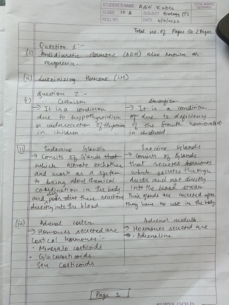Aditi.K - 10A - Biology CT 1 | PDF Aditi.K - 10A - Biology CT 1 | PDF