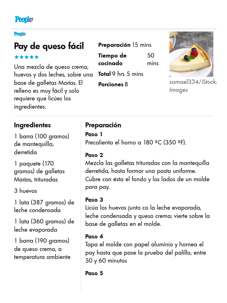Pay de Queso Fácil y Rápido | PDF | Cocina, comidas y vino