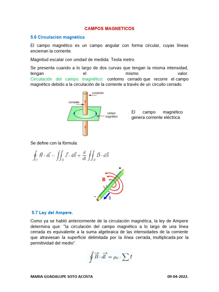 Campos Magneticos 09-04-2022 | PDF | Campo magnético | Corriente eléctrica