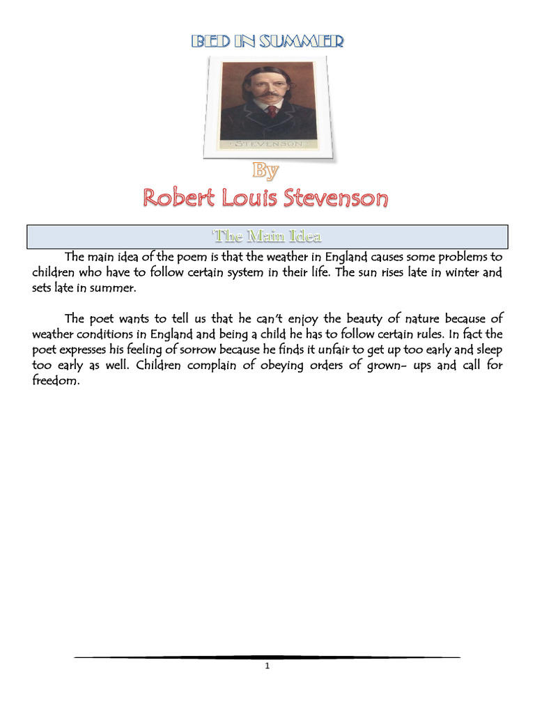 Bed in Summer | PDF | Poetry