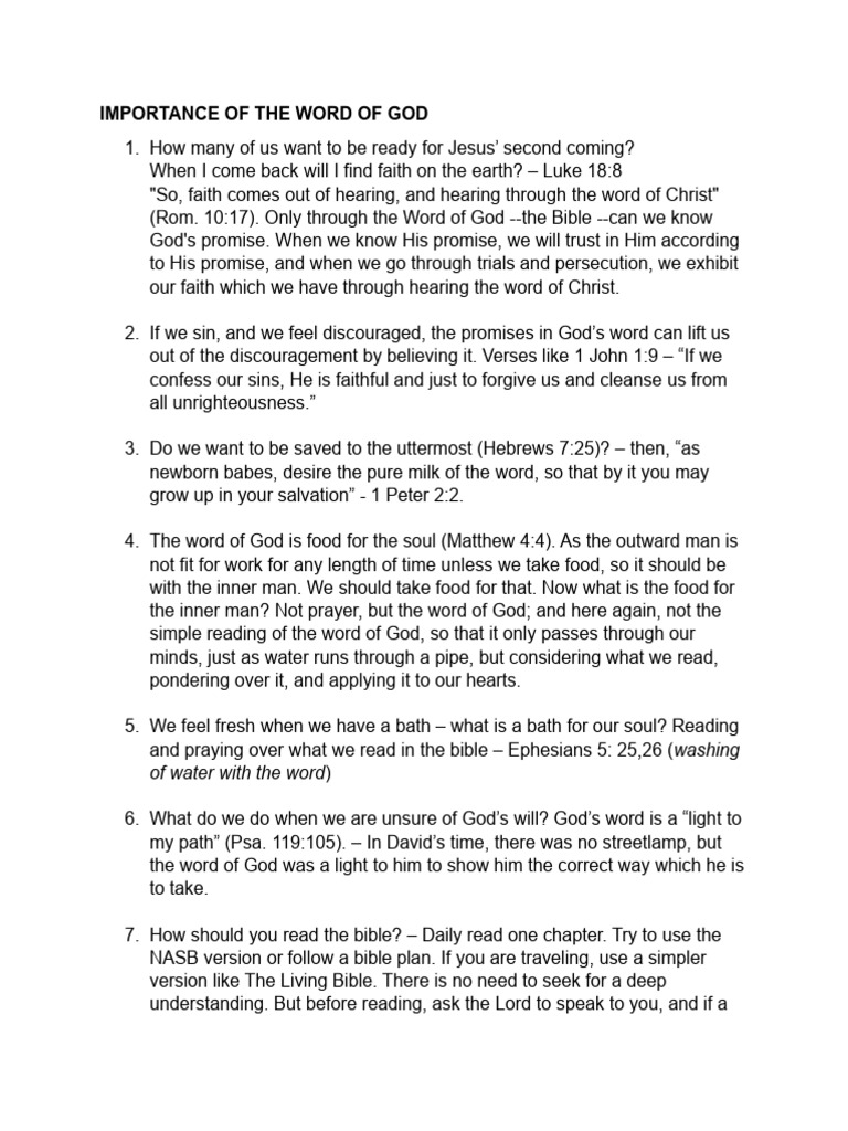 The Vital Role of God's Word | PDF