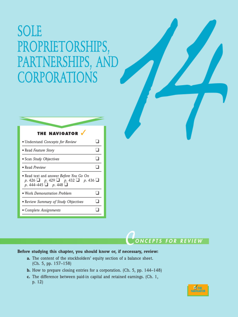 Chapter 14 - Sole Proprietorships-Partnerships and Corporations | PDF ...