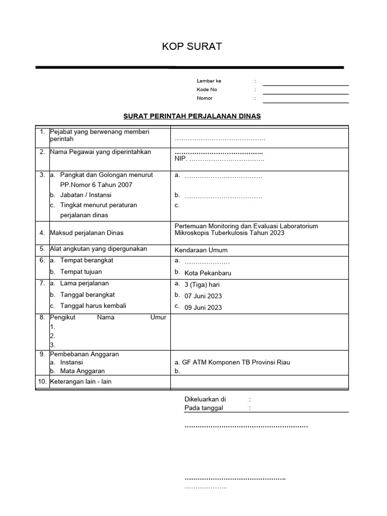 SPPD Rampung Monev Mikroskopis Batch 2 | PDF