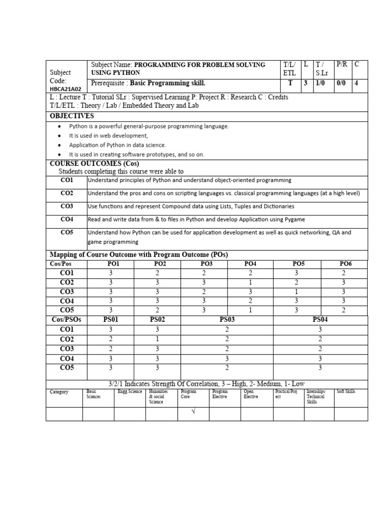 Python Syllabus | PDF Python Syllabus | PDF