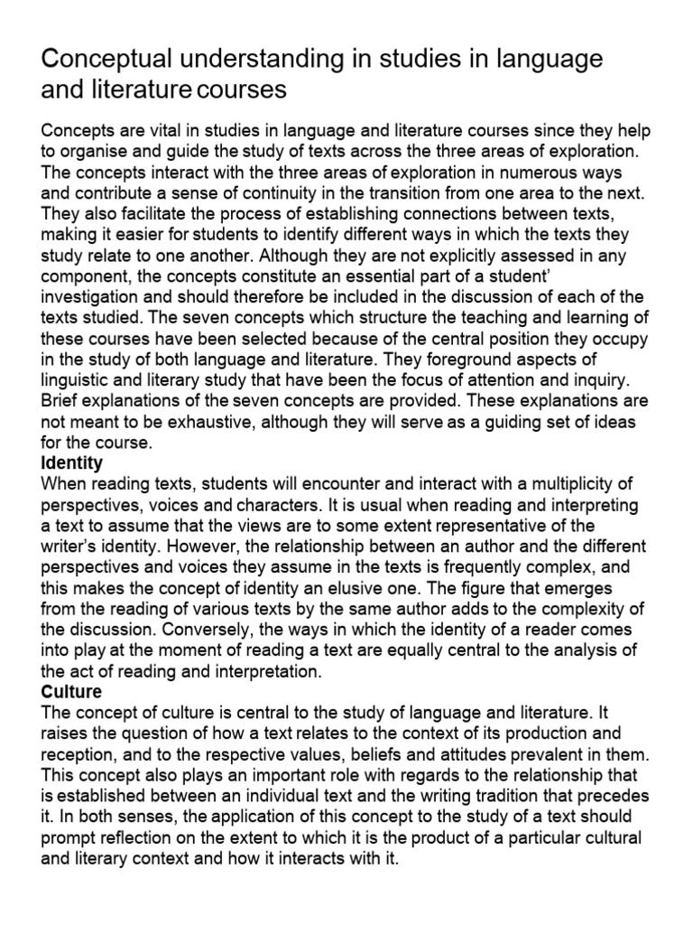 Conceptual Understanding in Studies in Language and Literature Courses ...