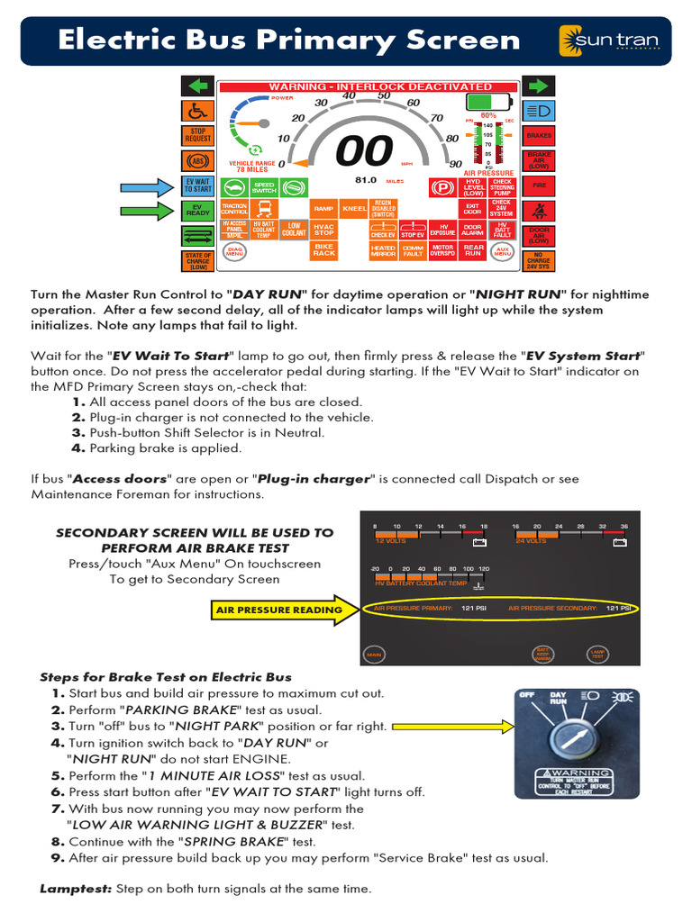 Electric Bus Startup Procedure | Download Free PDF | Brake | Switch
