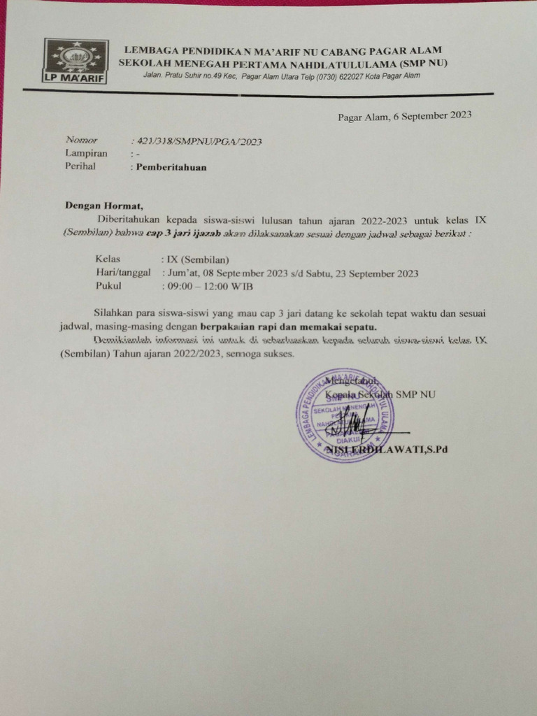 Surat Pemberitahuan Cap 3 Jari | PDF