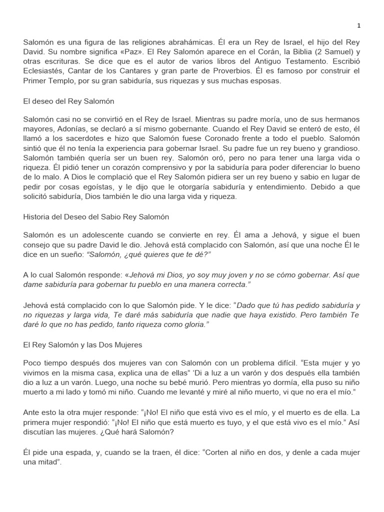Lectura de Salomón | PDF | Solomons | David