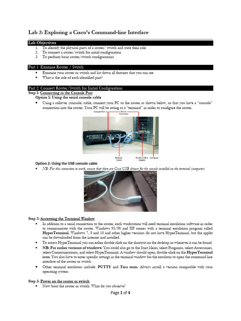 Lab 2 - Exploring A Cisco Router's Command-Line Interface | PDF