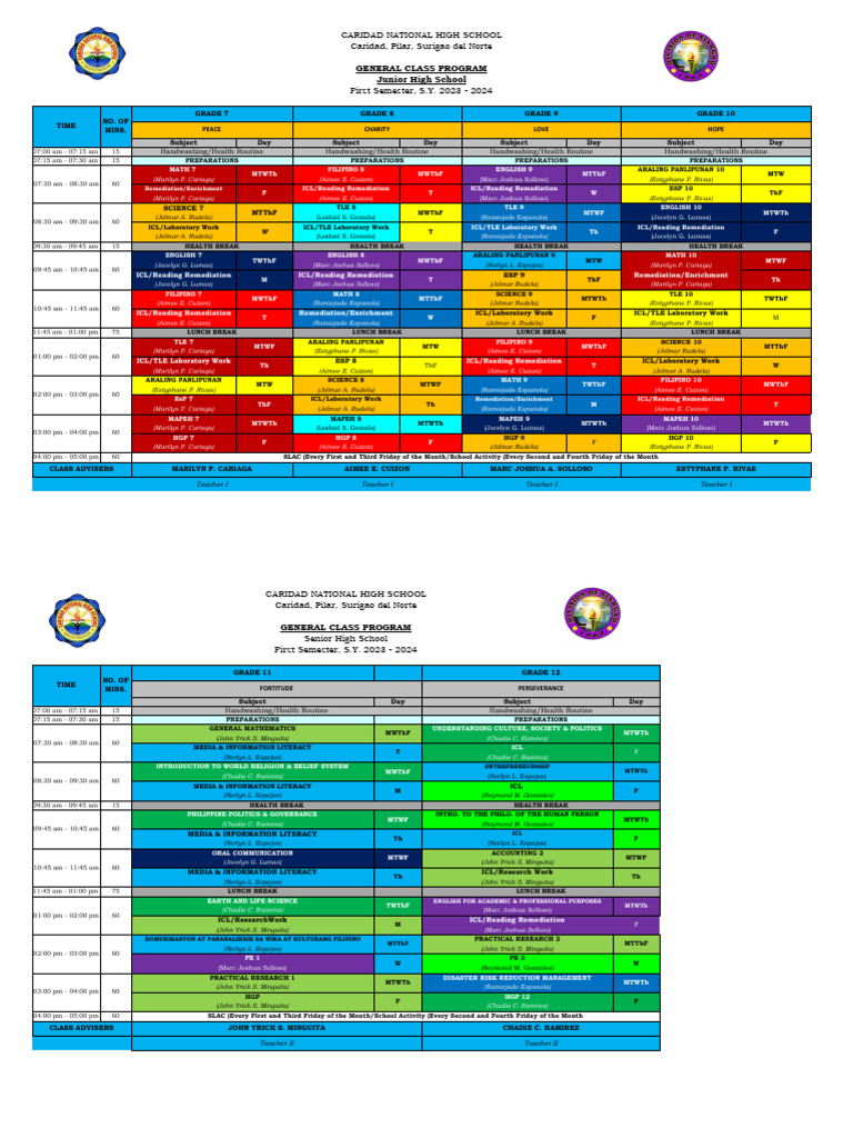 General Class Program 2023 2024 CNHS | Download Free PDF | Cognition