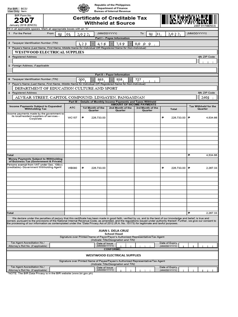 Bir Form 2307 Final Fire | PDF | Value Added Tax | Corporate Tax