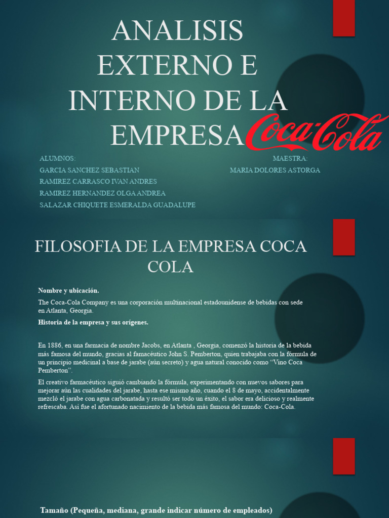 Analisis Externo e Interno de La Empresa Coca Cola | PDF | Coca Cola | Marketing