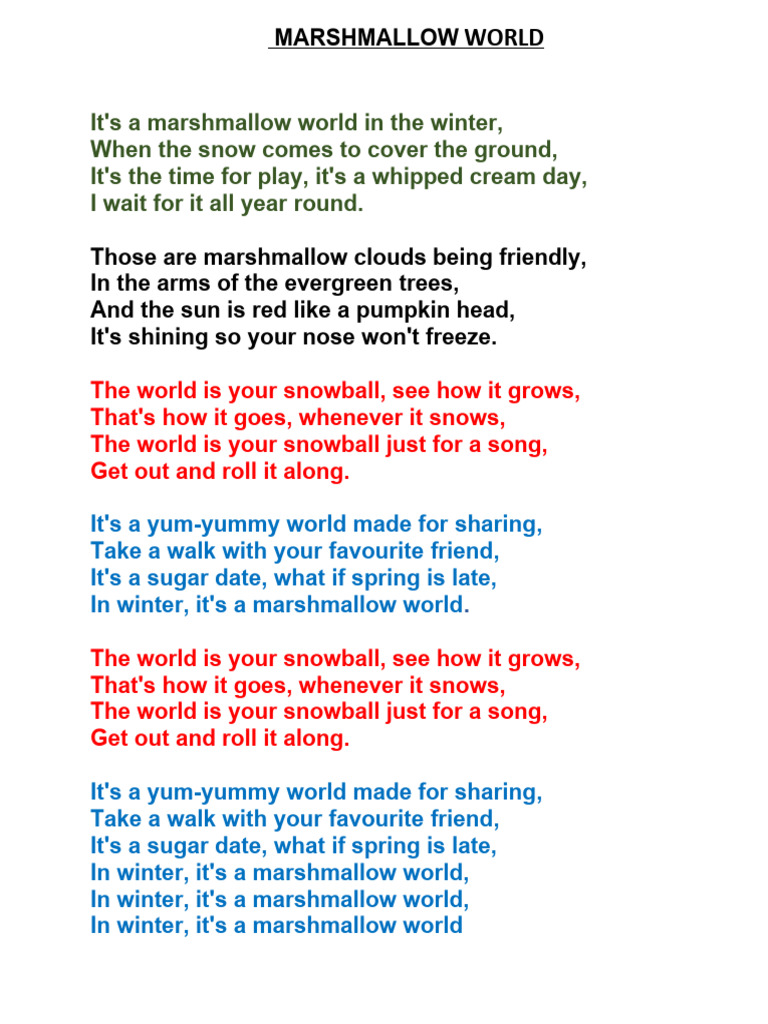 Winter Marshmallow World Song Lyrics | PDF