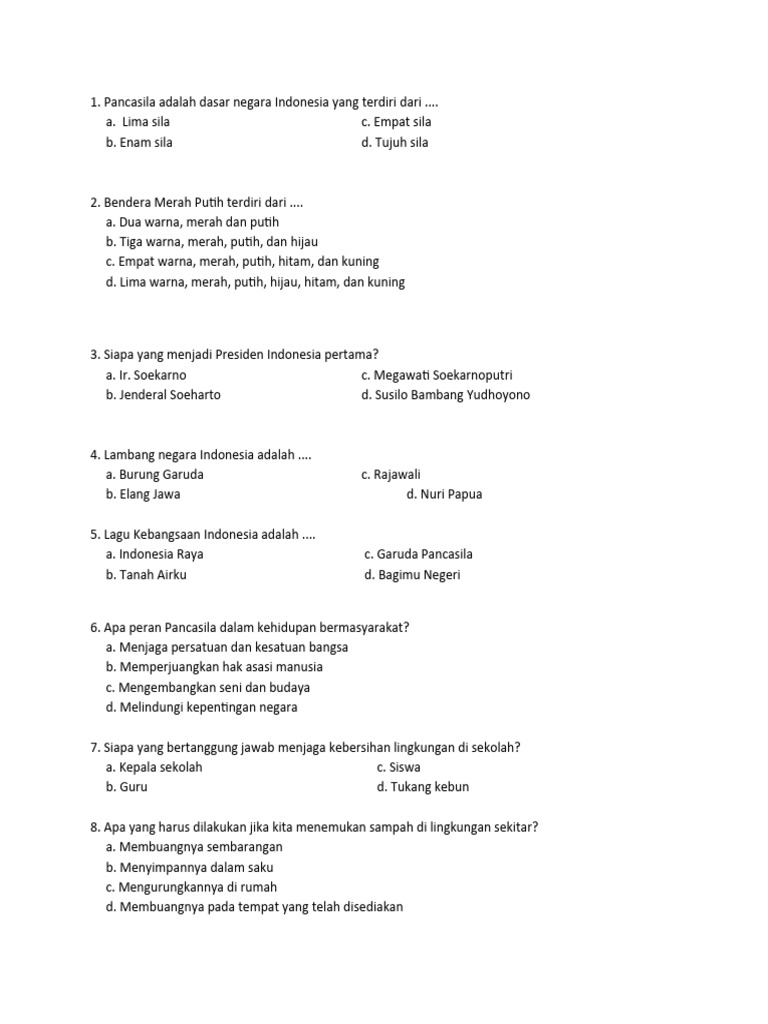 Soal Ujian PPKN Kelas 3 (IMANUEL) | PDF