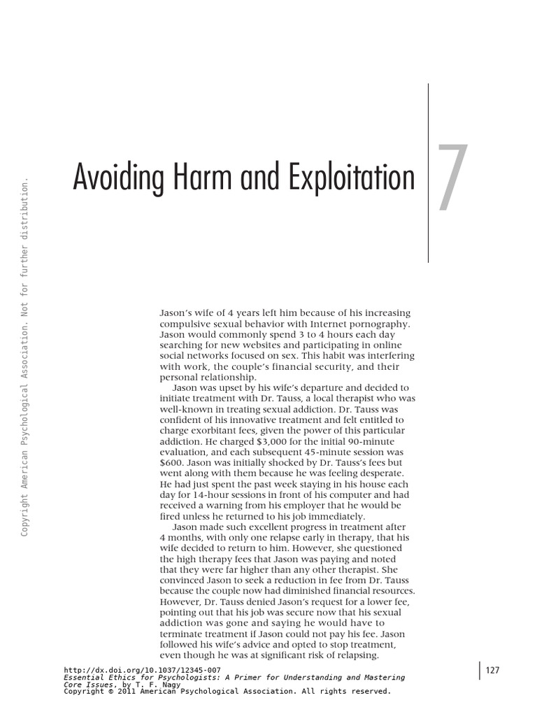 Ch.7 Avoiding Harm and Exploitation | PDF | American Psychological ...