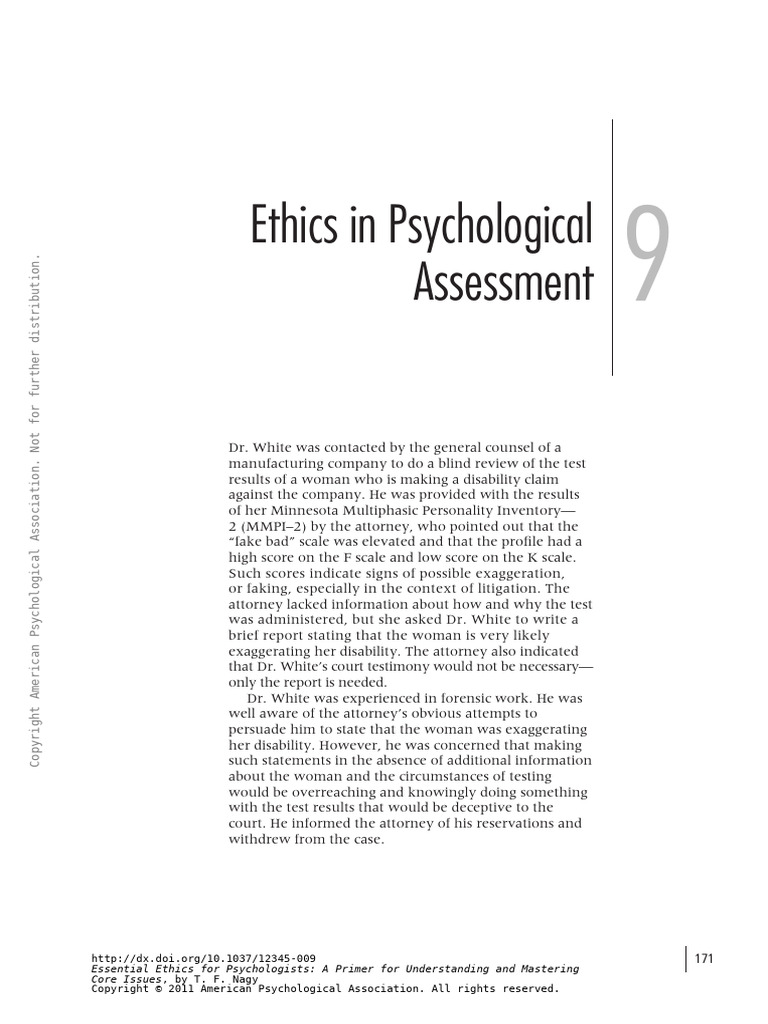 Ch.9 Ethics in Psychological Assessment | PDF